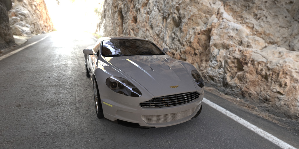 FluidRay RT rendering of an Aston Martin - FluidRay