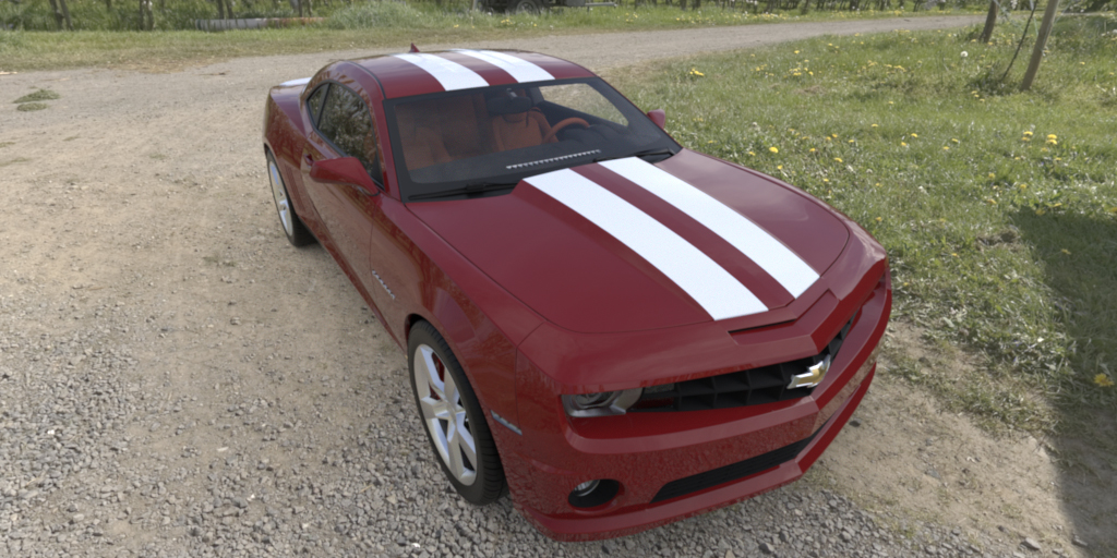 FluidRay RT rendering of a Camaro - FluidRay
