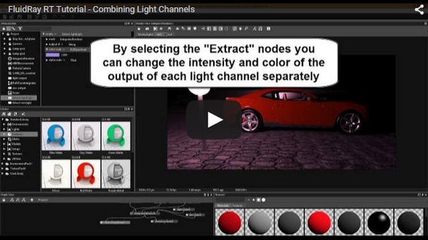 Adjusting Lighting by Combining Light Channels in FluidRay RT